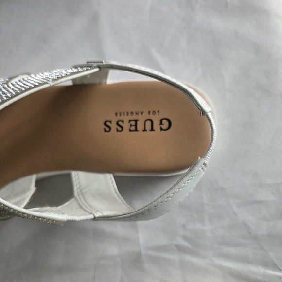 Guess | Shoes | Guess Sandals Womens White Silver Rhinestone Criss ...